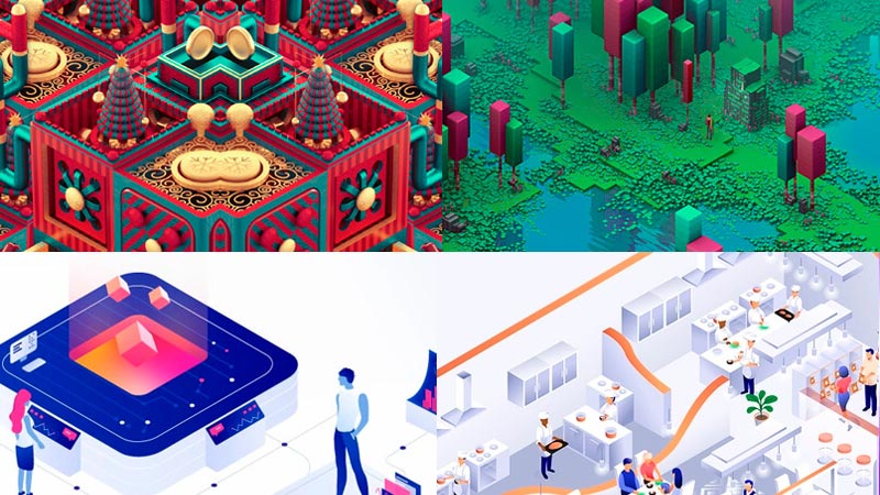 60 increíbles ejemplos de ilustraciones isométricas que elogian este estilo